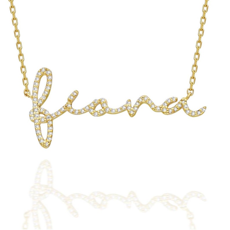 Diamond Name Necklace / 14k Personalized Dainty Script Name - Etsy