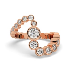 Diamond Spiral Statement Ring / 14k Gold Bezel Set Diamond - Etsy