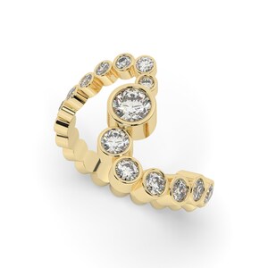 Diamond Spiral Statement Ring / 14k Gold Bezel Set Diamond - Etsy