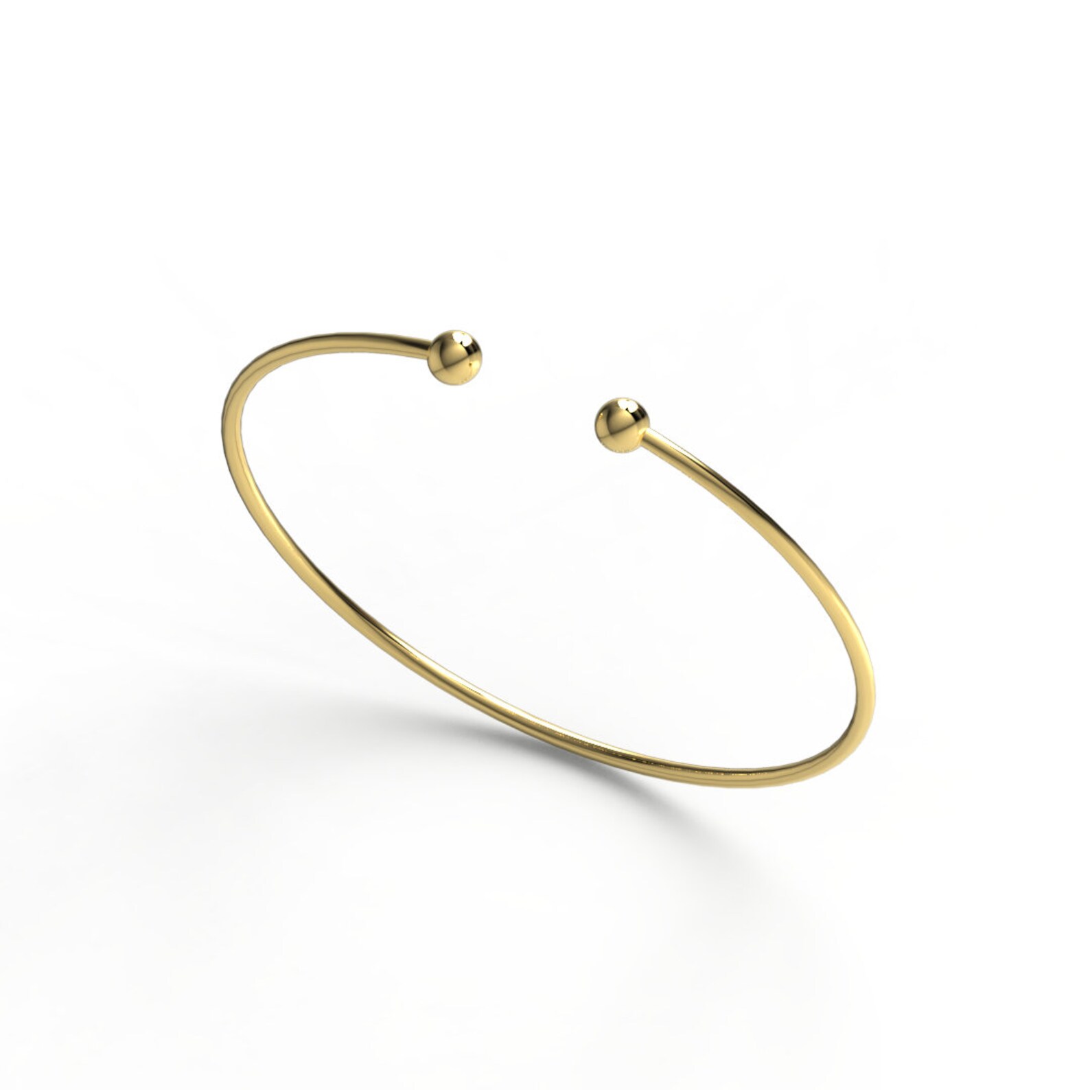 Solid Gold Ball Cuff Bangle / 14k Gold Ball Wire Bracelet / - Etsy