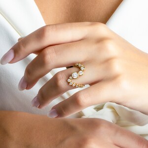 Diamond Spiral Statement Ring / 14k Gold Bezel Set Diamond - Etsy