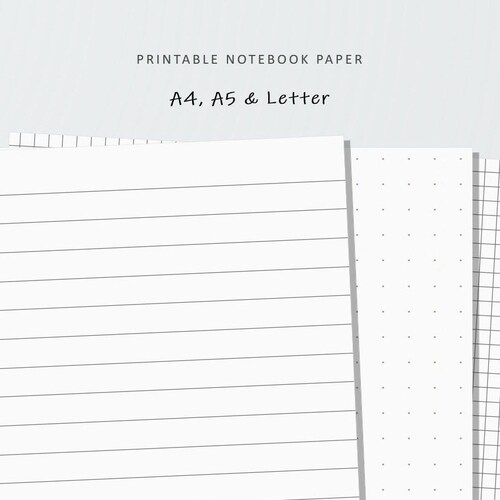 Printable Note Paper / A5 Lined Paper / Dotted Grid Paper / - Etsy