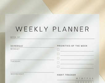 Weekly Planner Printable Minimalist Weekly Planner PDF, Weekly ...