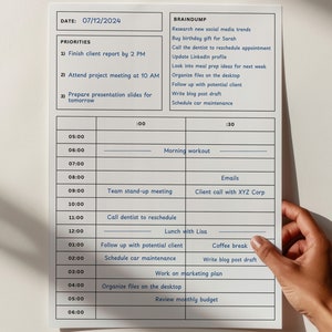 Timeboxing Template PDF Daily Planner Printable and Digital ...