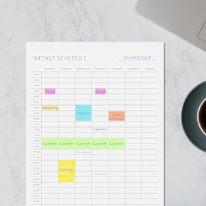 Weekly Schedule Printable, Simple Minimal Weekly Planner Template, Half ...