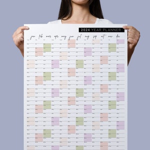 2024 Wall Planner Printable PDF Large Yearly Calendar Instant Download ...