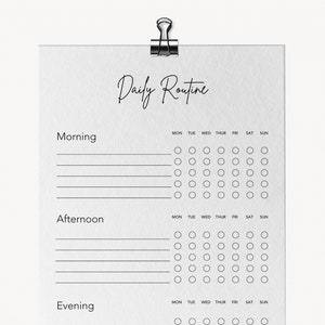 Daily Routine Template PDF Printable and Digital Daily Habits - Etsy