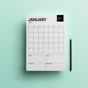 Printable Monthly Calendar 2024 Minimalist Calendar PDF Monthly Planner ...