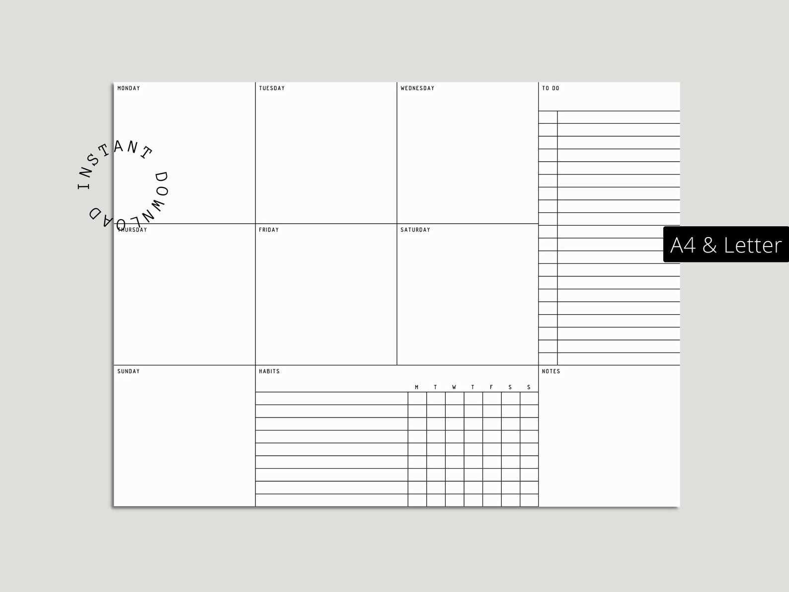 Minimalist Weekly Planner Printable Weekly Planner Printable - Etsy