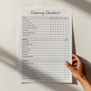 Editable Cleaning Checklist Canva Template, A4 and Letter PDF, for ...