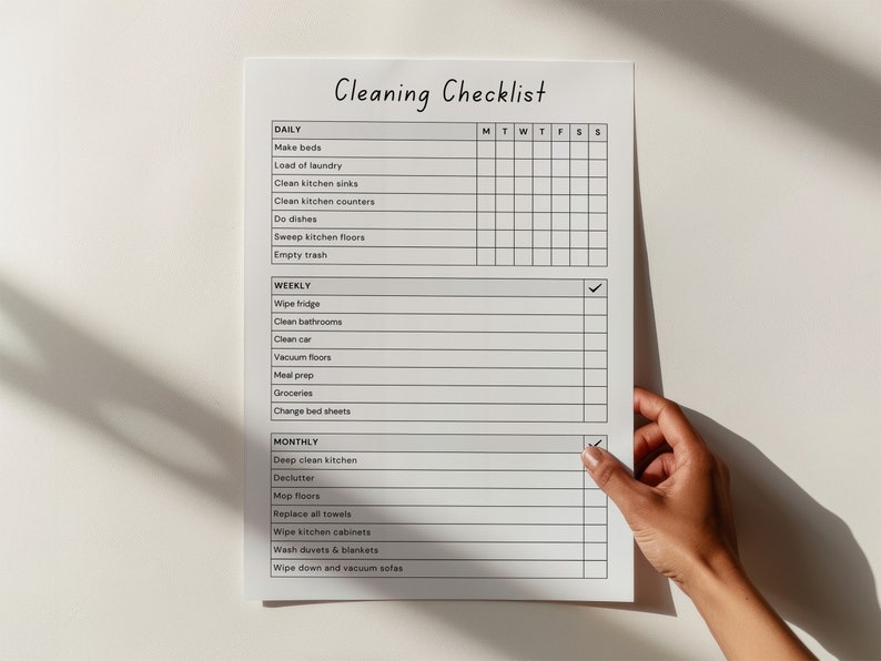 Editable Cleaning Checklist: Daily, Weekly, Monthly (canva Template) - Etsy