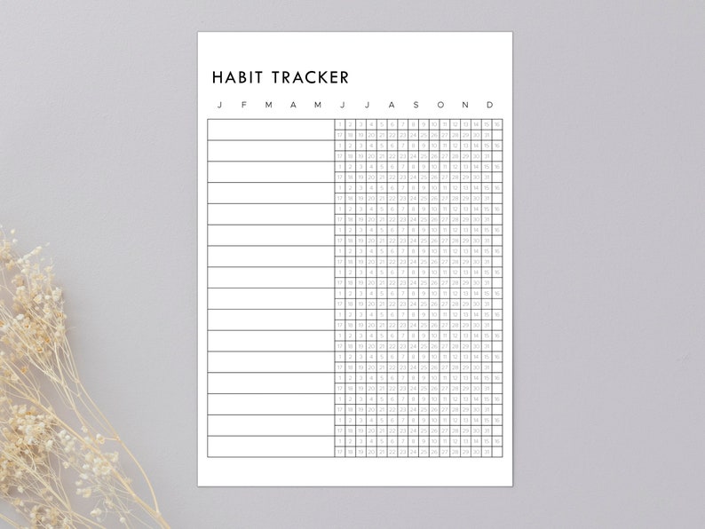 Printable Daily Habit Tracker Simple Minimal Habit Tracker - Etsy