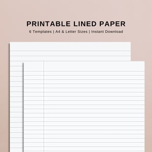 Printable Lined Paper Bundle Printable Templates Ruled Pages Wide ...
