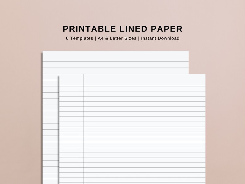 Printable Lined Paper Bundle Printable Templates Ruled Pages Wide ...