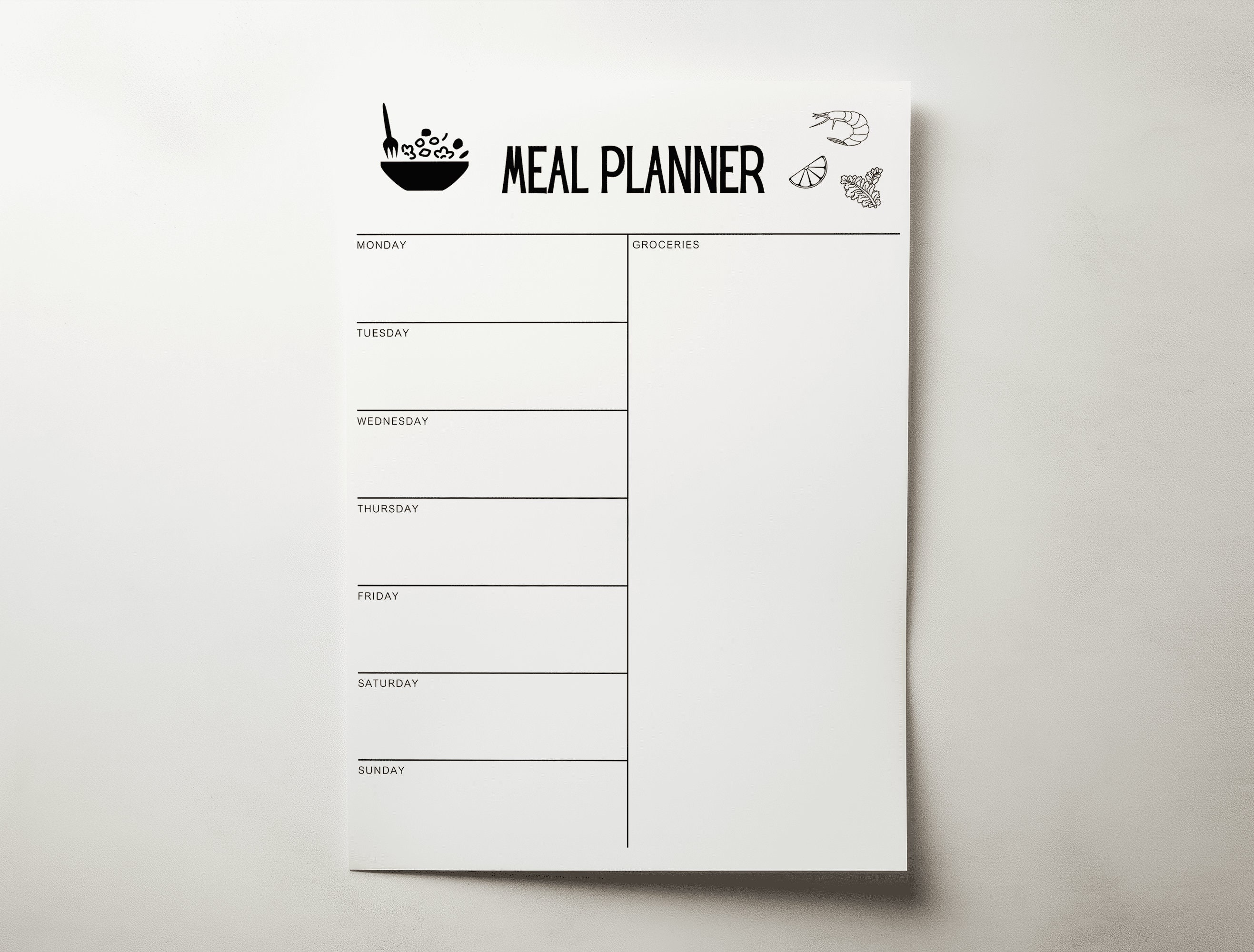 Weekly Meal Planner: Minimalist Grocery List, A4 & Letter (PDF Download ...