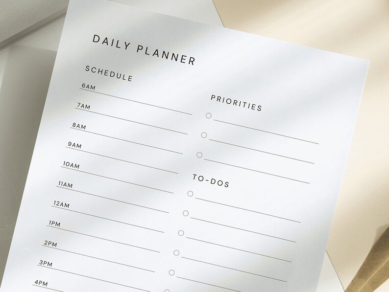 Printable Daily Planner Template PDF Simple Minimalist - Etsy
