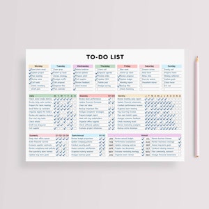Daily Weekly Monthly to Do List Printable Task Tracker (PDF Download ...