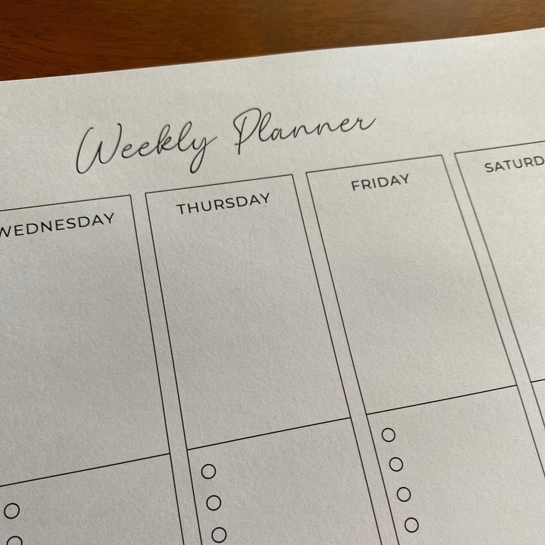 Weekly Planner Printable Minimalist Weekly Planner PDF, Desk Planner ...
