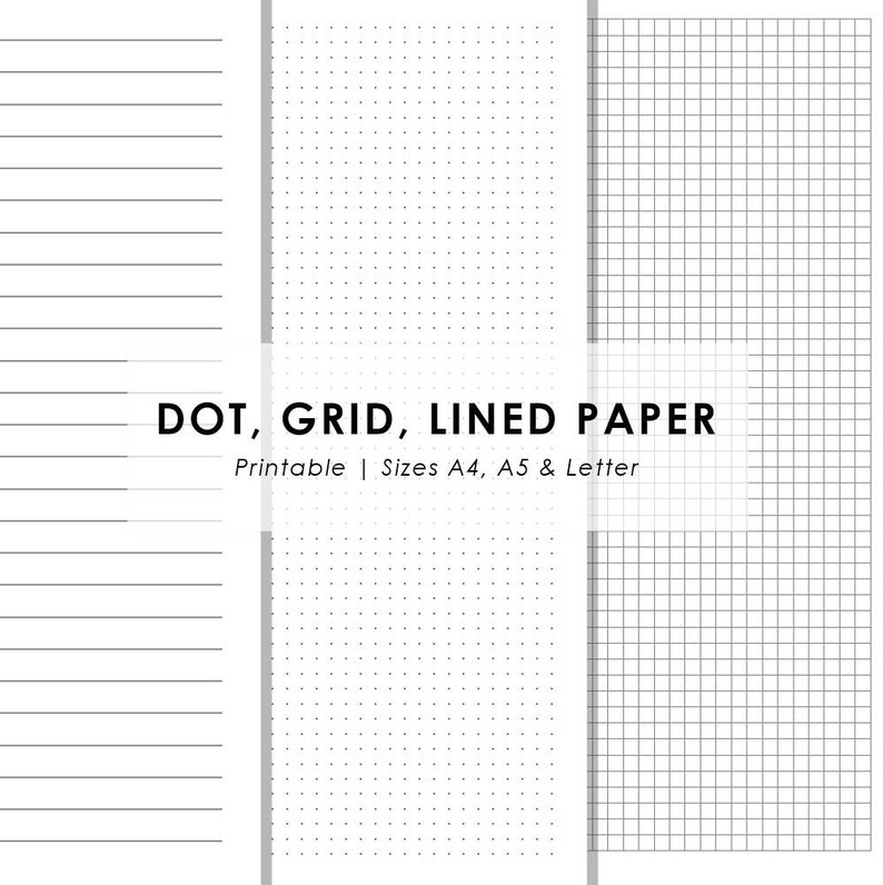 Printable Lined Dot Grid Graph Paper Digital Planner | Etsy