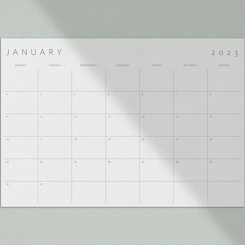 2023 Printable Calendar Minimalist Monthly Calendar 12 - Etsy