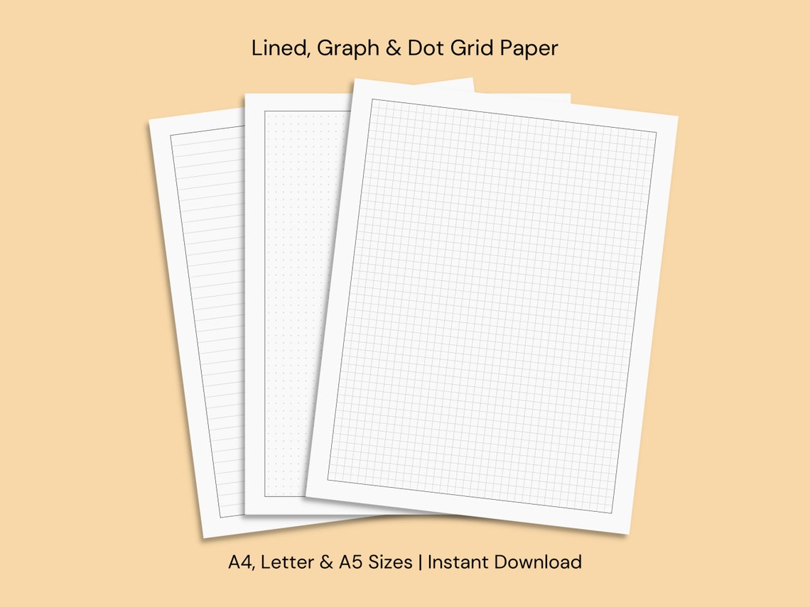 Printable Lined, Dot, Graph Grid Paper: A4 & Letter (PDF Downloadable ...