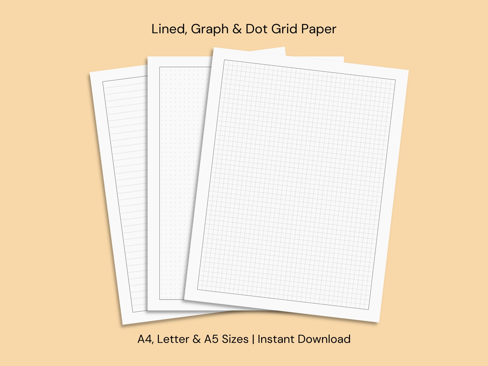 Printable Lined, Dot, Graph Grid Paper Sheets for Note Taking Writing ...