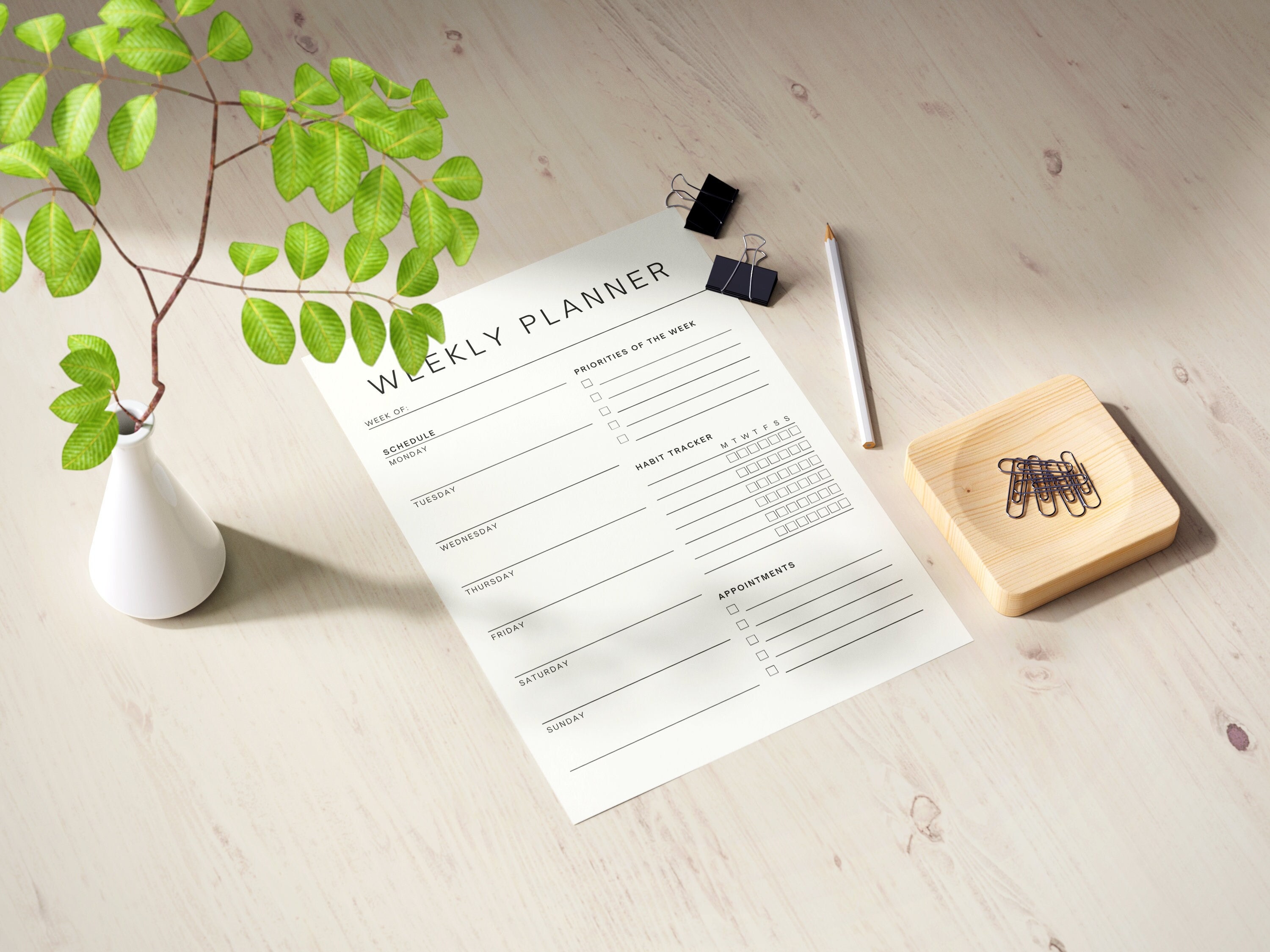 Weekly Planner Printable Minimalist Weekly Planner PDF, Weekly ...