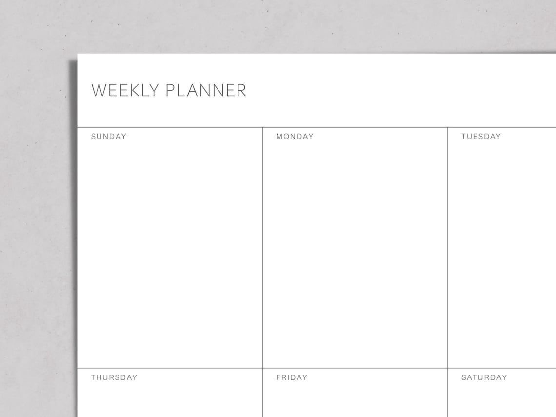 Minimalist Weekly Planner Printable Daily Planner Template - Etsy