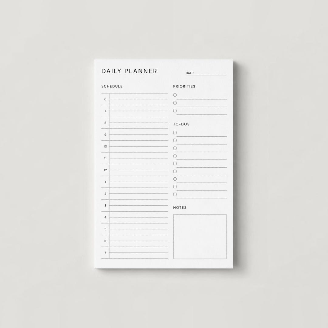 Daily Planner Pad 4x6in, Minimalist Sticky Notepad: Schedule ...