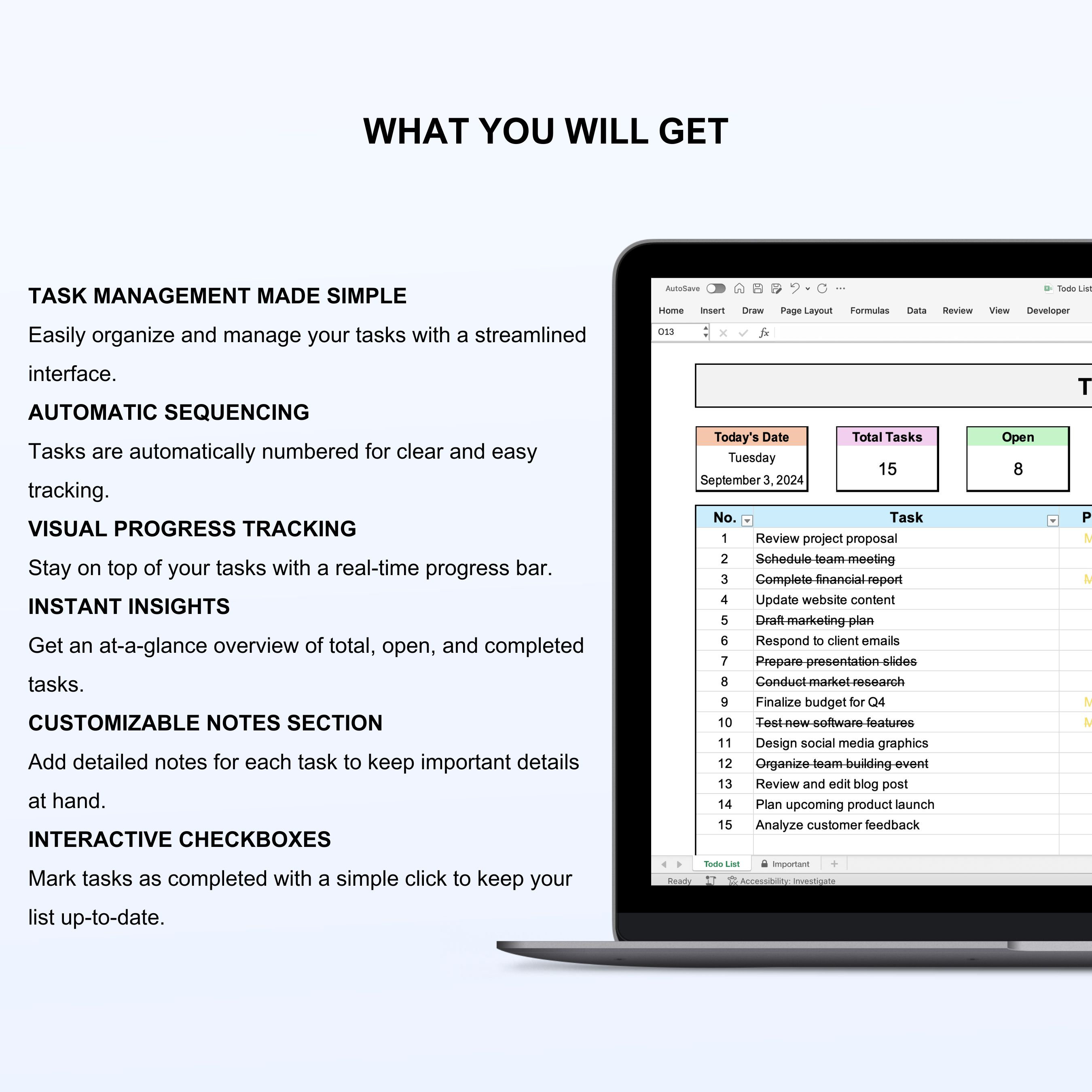 Excel to Do List Template: Simple Task Tracker (digital Download) - Etsy