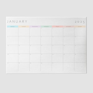 2025 Monthly Calendar Printable: Minimalist Rainbow Planner (PDF ...