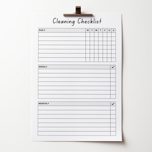 Editable Cleaning Checklist Canva Template, A4 and Letter PDF, for ...