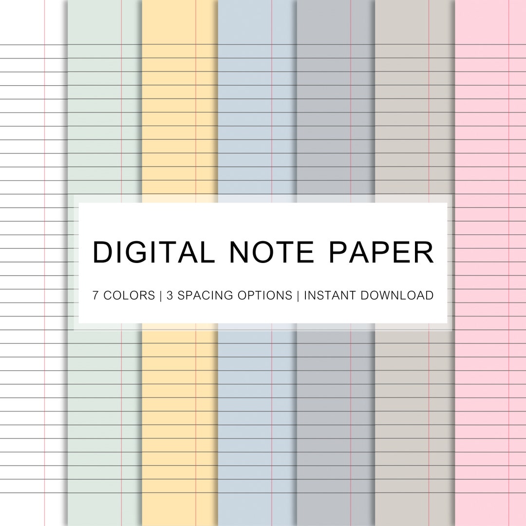 Colorful Lined Digital Note Paper: A4, Letter (PDF) - Etsy