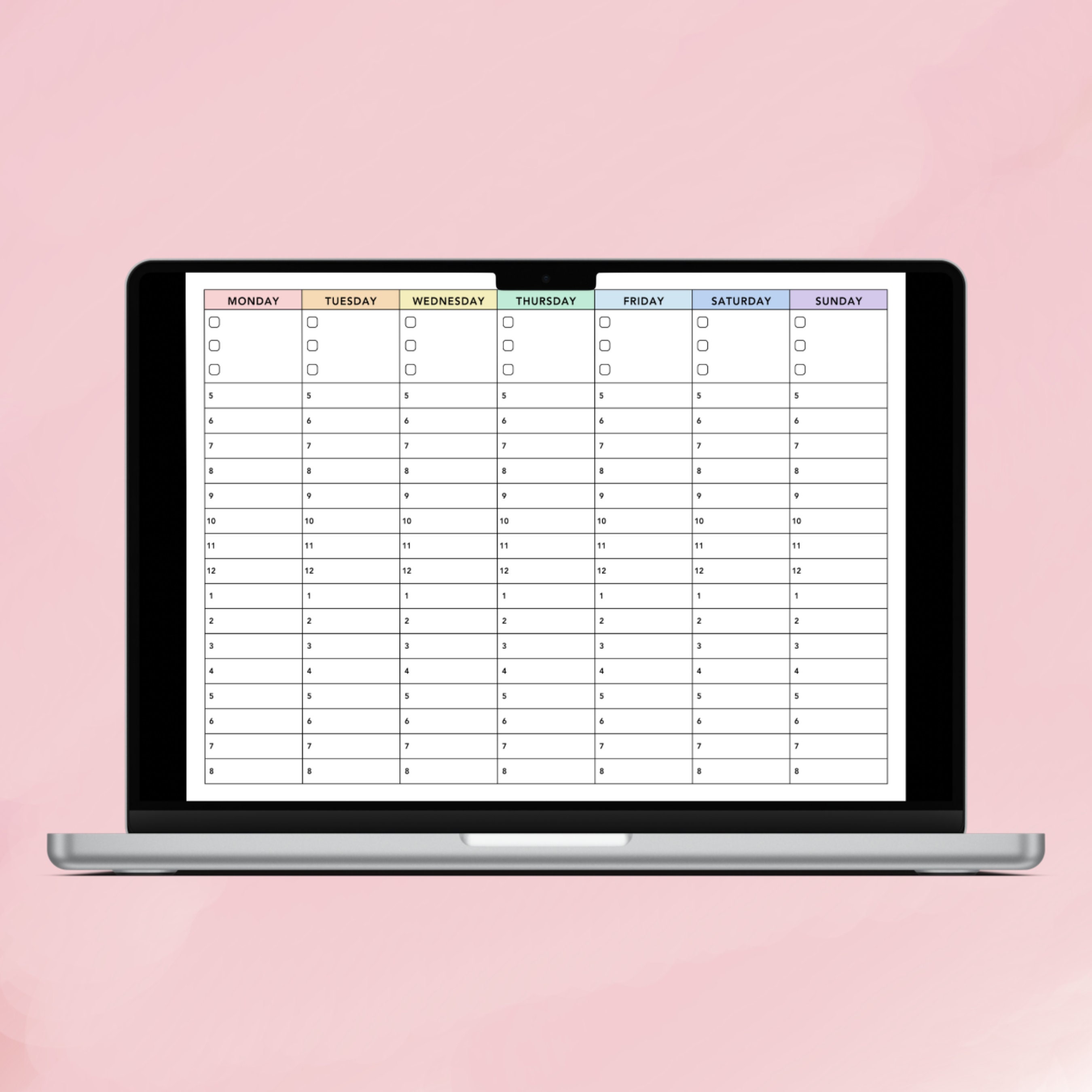 Weekly Planner Printable PDF Colorful Weekly Schedule Digital Weekly ...