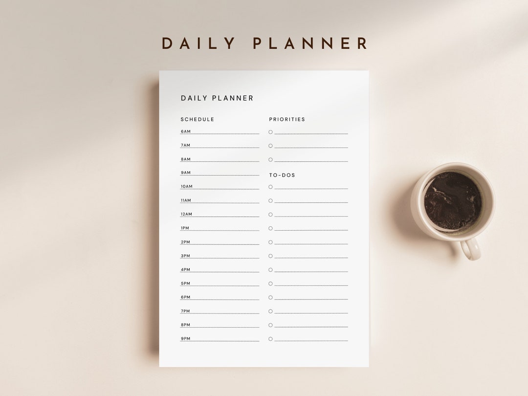 Printable Daily Planner Template PDF Simple, Minimalist Planner Daily ...
