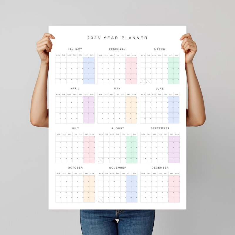 A1 Full Year Calendar - Etsy