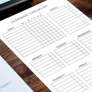 Printable Daily and Weekly Cleaning Checklist Digital PDF , A4 and ...