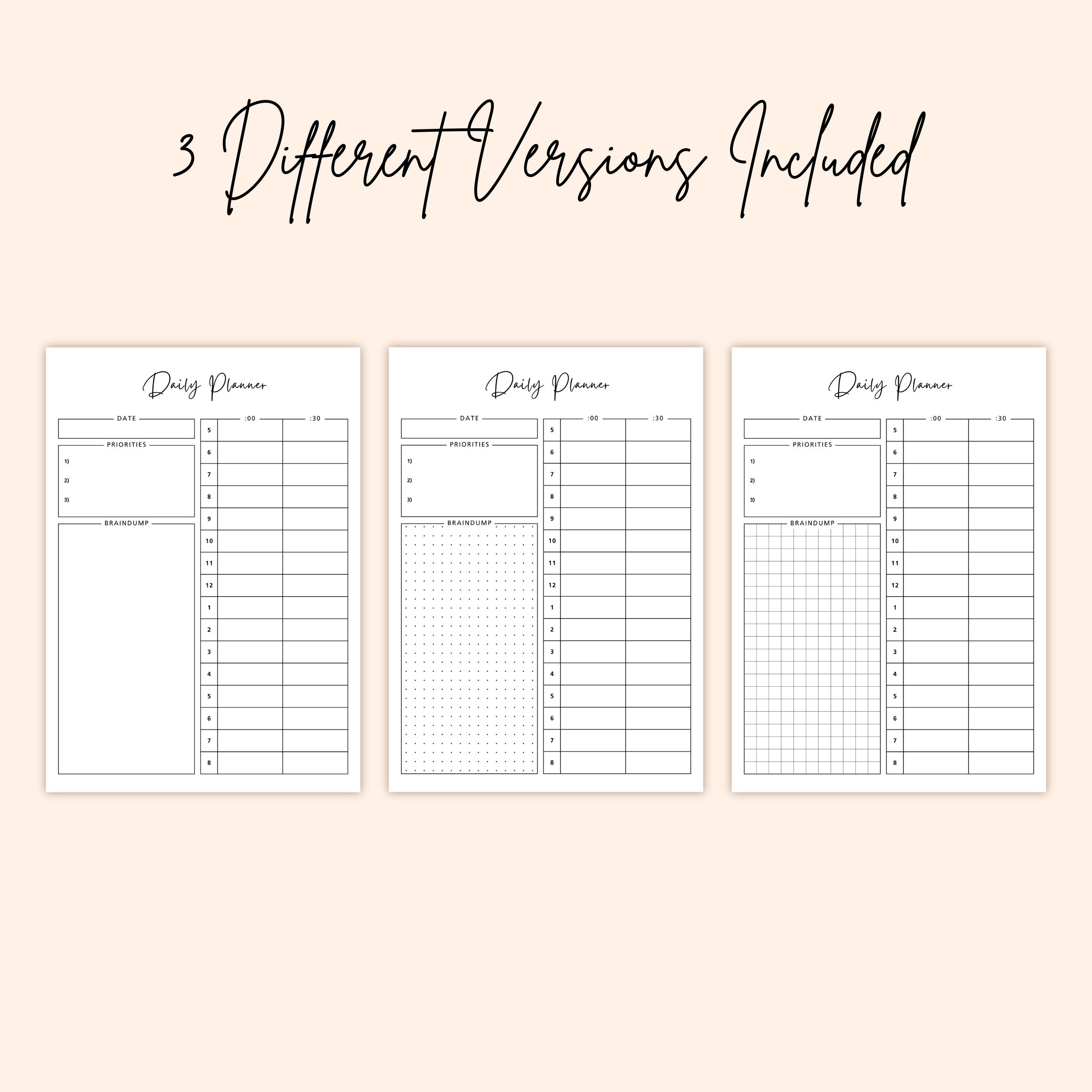 Undated Daily Planner Printable Timeboxing Template PDF Digital Planner Time Management Daily ...