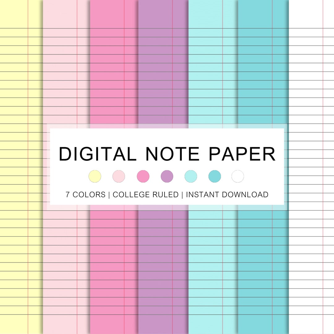 Digital Note Paper Bundle Digital Note Paper Templates College Ruled ...