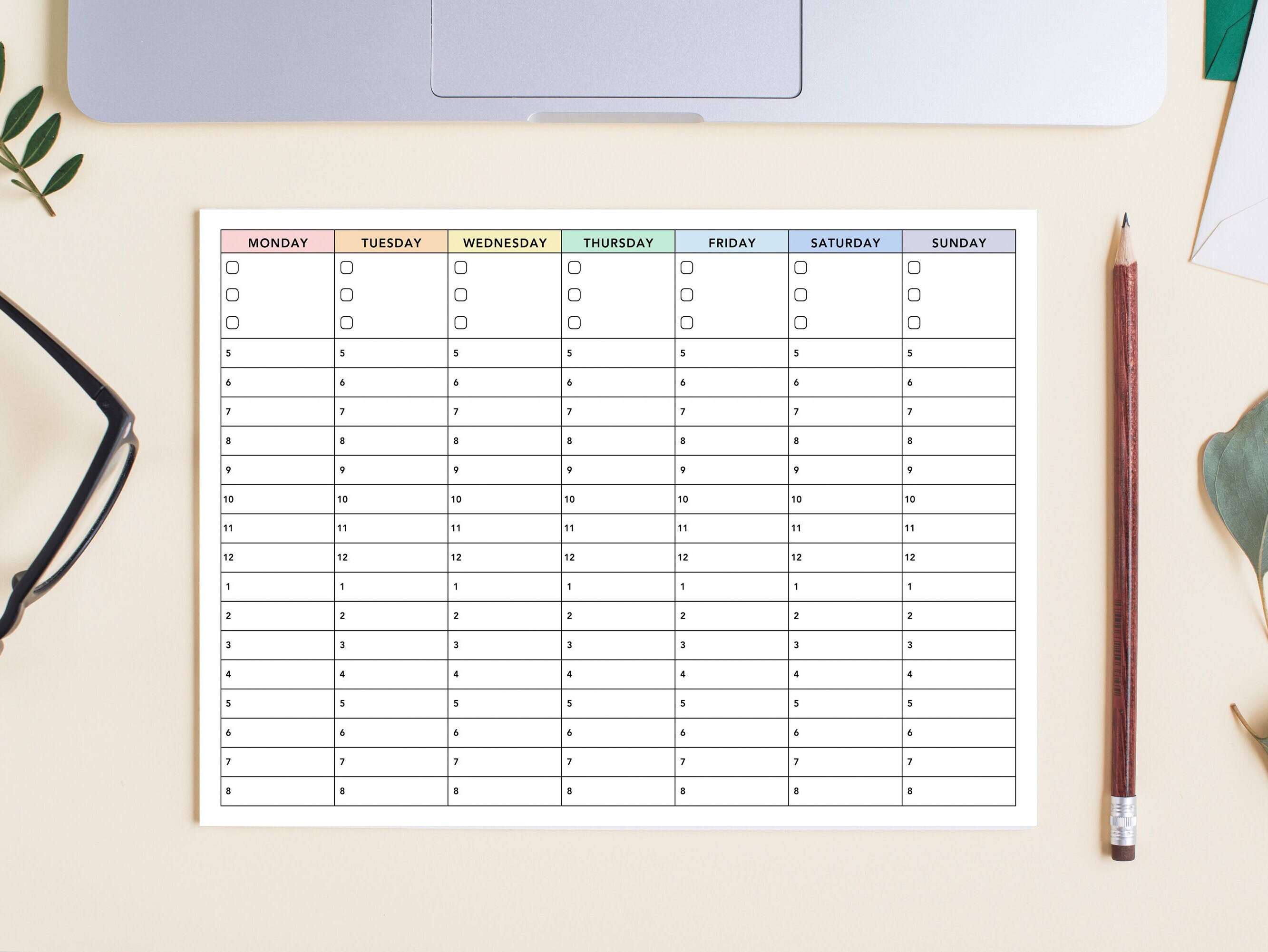 Weekly Planner Printable PDF Colorful Weekly Schedule Digital Weekly ...
