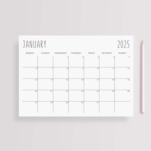 Minimalist 2025 Calendar Printable Monthly PDF With Monday & Sunday ...