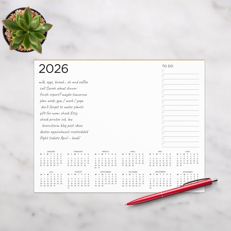 Desk Pad – 2026 Calendar, Notes & To-do List - Etsy