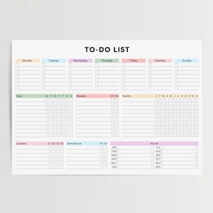 Daily Weekly Monthly to Do List Template Printable Colorful Checklist ...