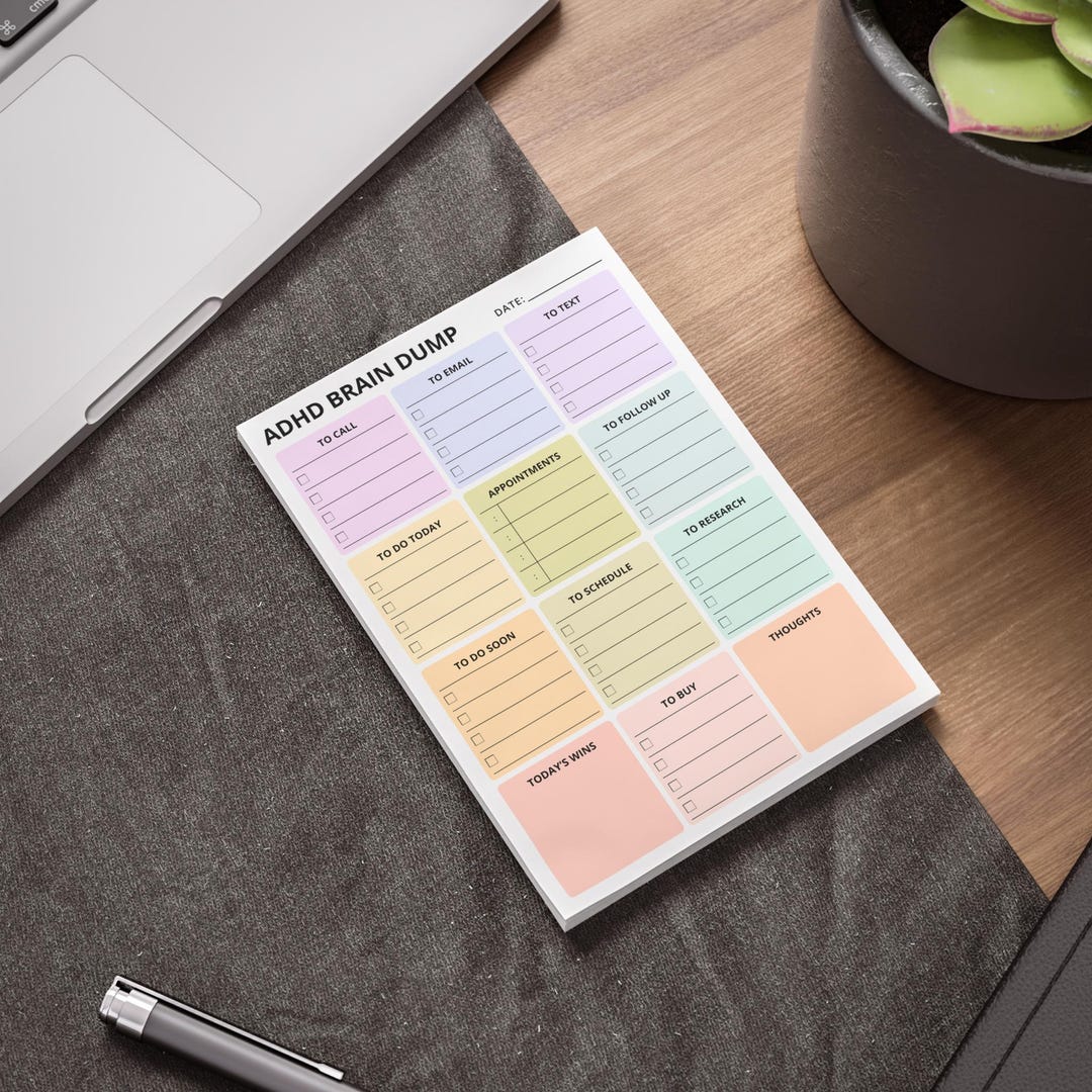 ADHD Brain Dump Sticky Notes 4x6" | Post-it® Notepad 50 Sheets - Etsy