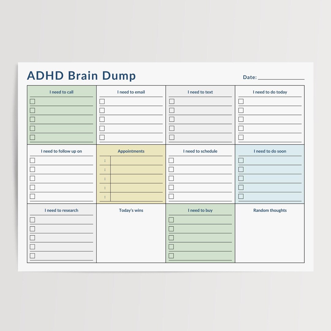 Printable ADHD Planner PDF - Daily Checklist for Focus & Tasks - A4 ...