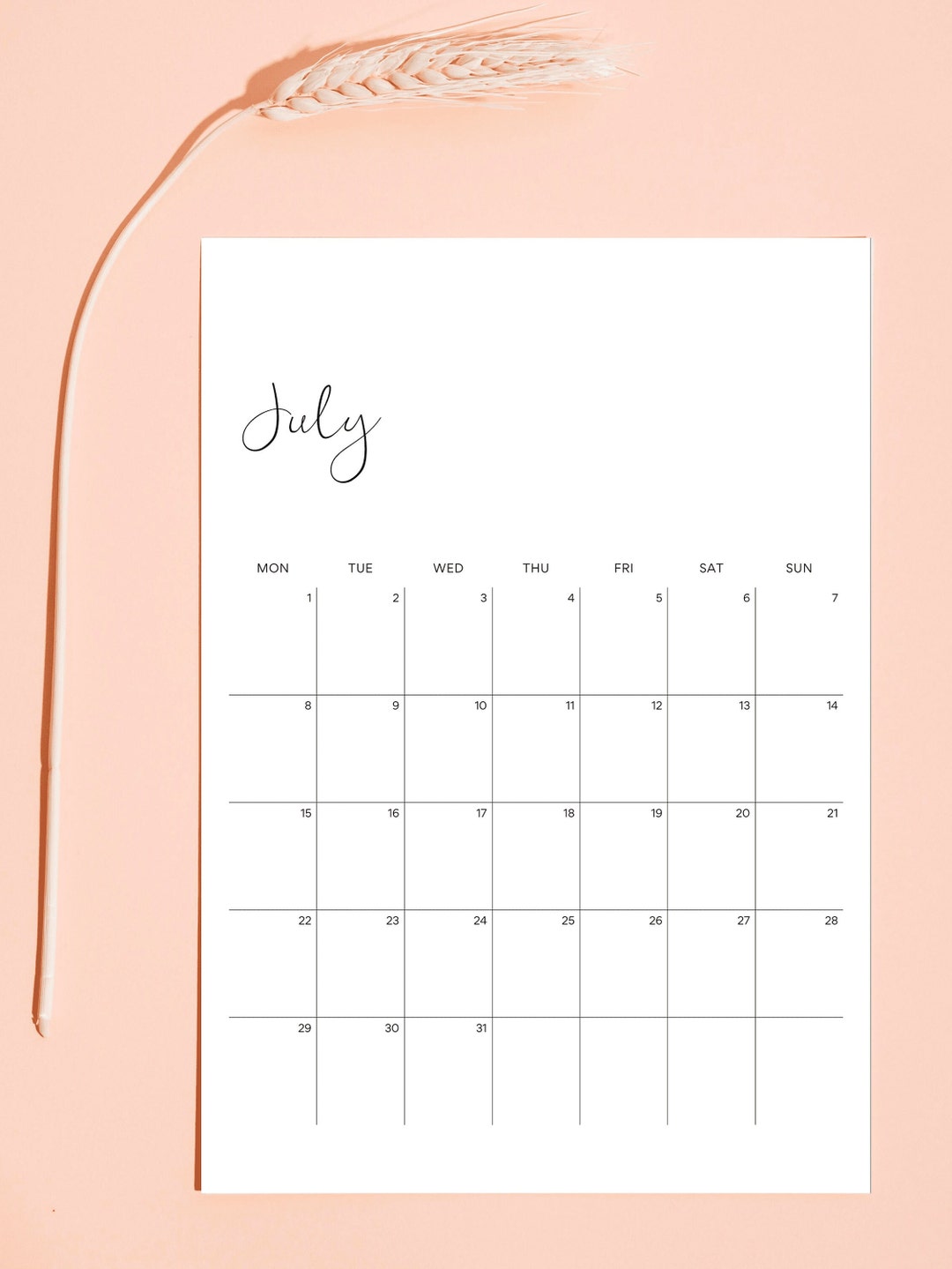 2024 Calendar Printable Minimalist Calendar PDF Monthly Planner 2024 ...