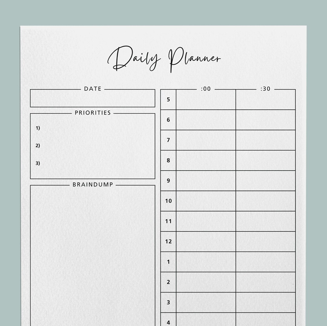 Undated Daily Planner Printable Timeboxing Template PDF Digital Planner ...