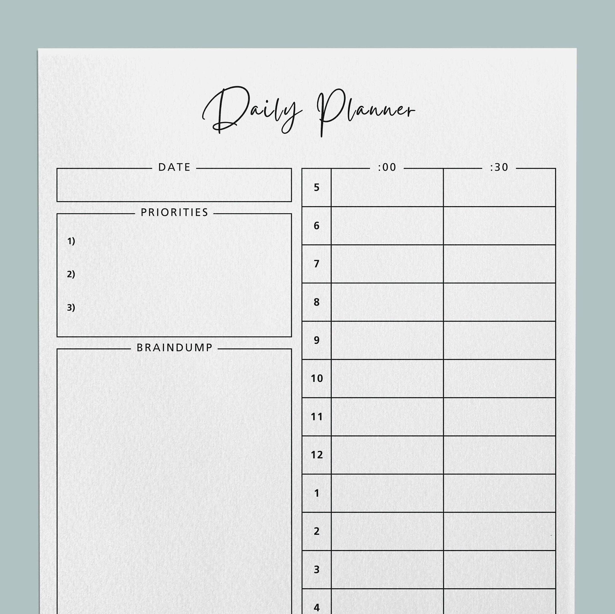 Undated Daily Planner Printable Timeboxing Template PDF Digital Planner ...