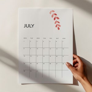 2024 Calendar Minimalist Calendar 2024 Watercolor Floral Aesthetic ...