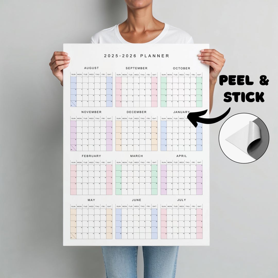 2025-2026 Academic Year Planner: Peel & Stick Wall Calendar - Etsy